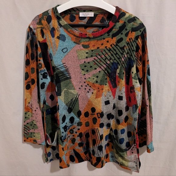 Jess & Jane | Tops | Jess Jane Women Top Large Tunic Abstract Pop Art ...